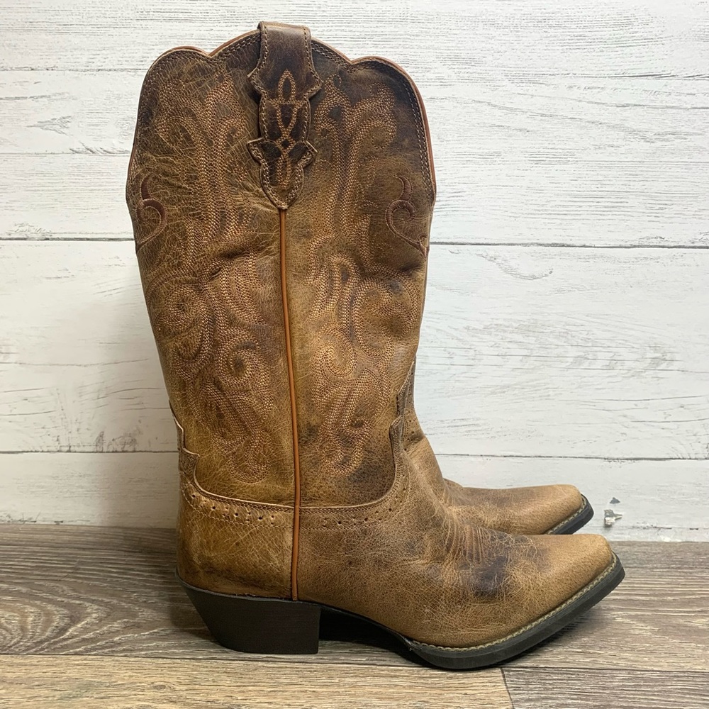 Justin Mckayla Tan Stampede Cowboy Boots - Gem